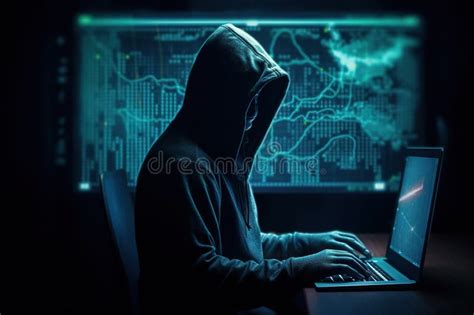 hacker using abstract laptop with binary code digital interface cyber