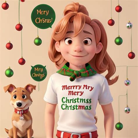 3d Animation Style Christmas T Shirt Design Merry Christmas Stock