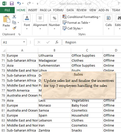 Attaching Sticky Notes To Microsoft Excel Spreadsheet In Windows