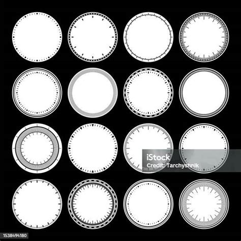 기계식 시계 얼굴 베젤 분 및 시간 표시가 있는 시계 다이얼 타이머 또는 스톱워치 요소 분할이 있는 빈 측정 원 눈금 벡터 일러스트레이션 가리키기에 대한 스톡 벡터 아트 및
