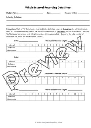 Printable Data Sheets For ABA Therapy Starter Bundle Made By Teachers
