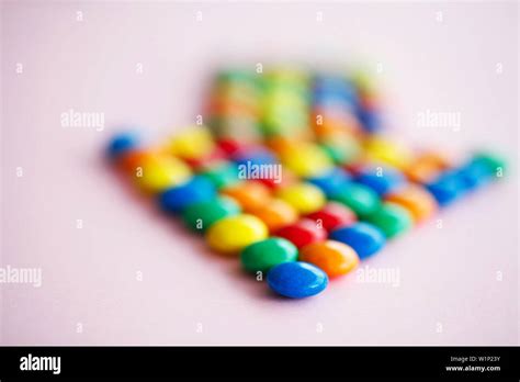 Pointer On The Pink Background Colored Candy Diet Healthful N Stock