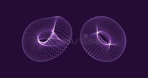 Torus Object With Dots Molecular Grid Technology Style With Particle