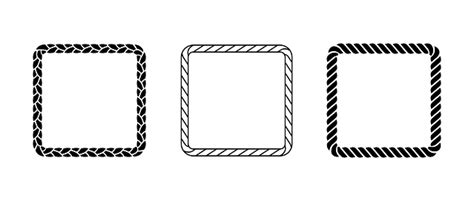 로프 프레임 세트 스퀘어 코드 국경 컬렉션 직사각형 로프 루프 팩 체인 브레이드 또는 엮은 테두리 번들 장식 배너 포스터 소책자를 위한 정사각형 디자인 요소 벡터 장식