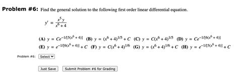 Solved Roblem 6 Find The General Solution To The Chegg Com