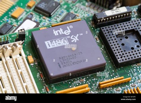 An Intel I486 Sx 80486sx Processor Cpu From 1989 In A Socket On A Motherboard Caklov