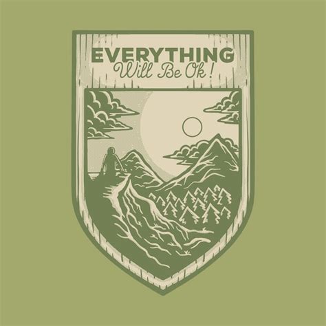 Shield Shaped Emblem Of Men On The Hill Premium Vector