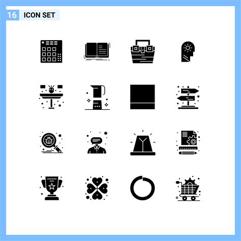 User Interface Pack Of 16 Basic Solid Glyphs Of Mind Brain Story Toolkit Construction Editable