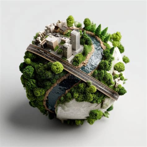 A Colorful Globe Featuring Various Trees And Buildings Placed On It Stock Image Image Of Earth
