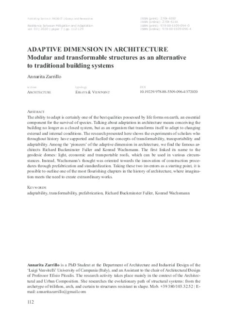 Pdf Adaptive Dimension In Architecture Modular And Transformable Structures As An Alternative
