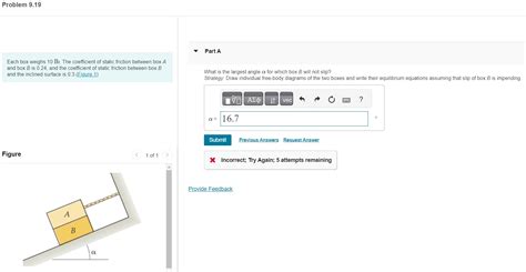 Problem 919 Part A Each Box Weighs 10 Mathrmlb The Coefficient Of Static Friction Between Box A