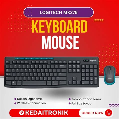 Jual Logitech Mk275 Nano Wireless Keyboard Plus Mouse Combo Original Mk 275 Shopee Indonesia