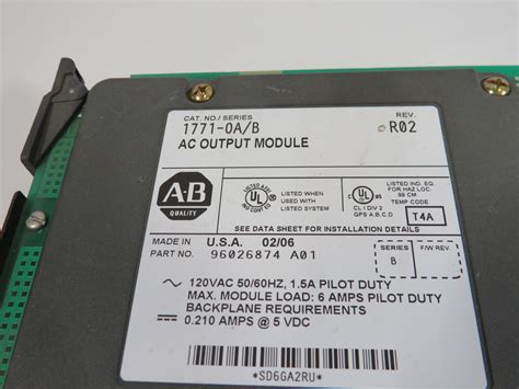 Allen Bradley 1771 Oa Ac Output Module 120v Series B Rev R02 Used Industrial Automation Canada