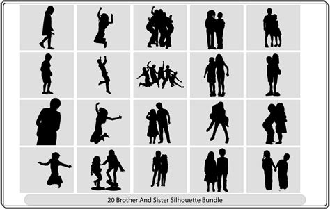 Hermano Y Hermana Silueta Vector En Vecteezy