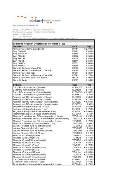 elektor international media e blocks prijslijst 20052009 elektor nl