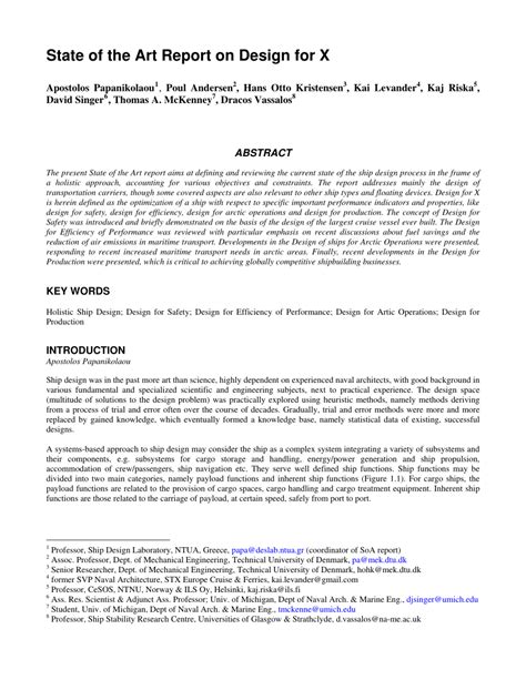 Pdf State Of The Art Report On Design For X
