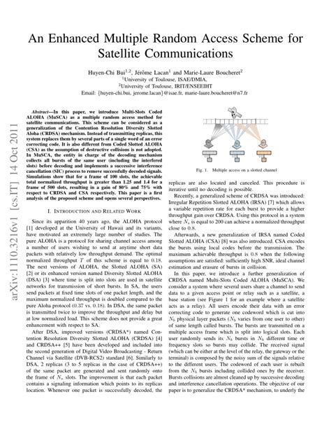 Pdf An Enhanced Multiple Random Access Scheme For Satellite Communications