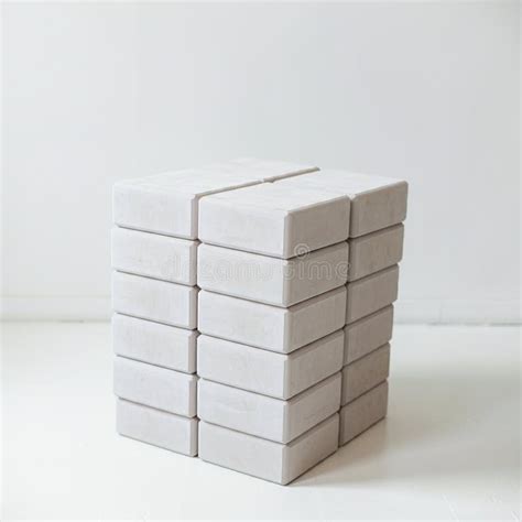 Stack Of White Rectangular Blocks Arranged In A Cuboid Shape Set