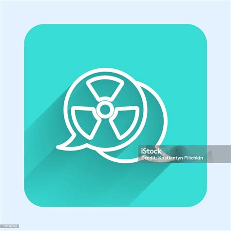 흰색 선 방사능 아이콘은 긴 그림자로 분리되어 있습니다 방사성 독성 기호 방사선 위험 표시 녹색 사각형 버튼입니다 벡터 0명에 대한 스톡 벡터 아트 및 기타 이미지 Istock