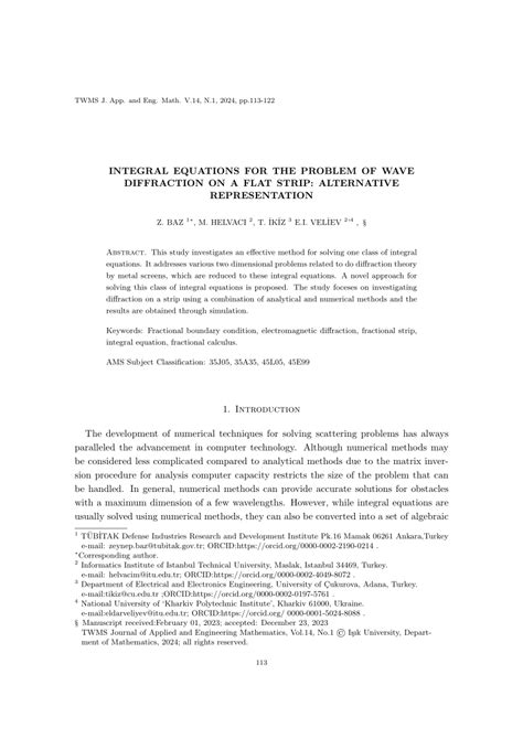 Pdf Integral Equations For The Problem Of Wave Diffraction On A Flat Strip Alternative Pdf Integral Equations For The Problem Of Wave Diffraction On A Flat Strip Alternative