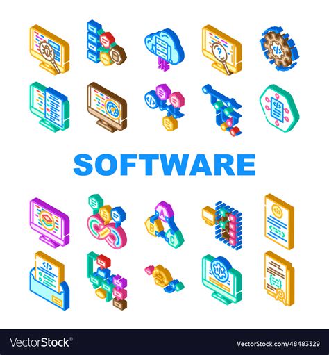 Software Compute Engineer Icons Set Royalty Free Vector