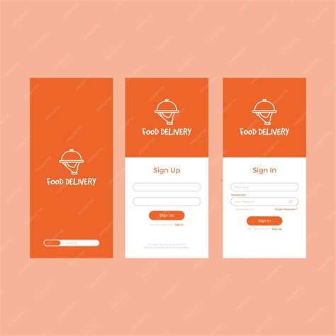 Premium Vector Food Delivery Mobile App Kit Template