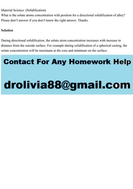 Material Science Solidificationwhat Is The Solute Atoms Concentpdf