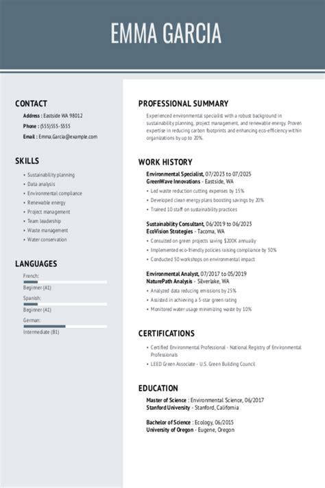 Environmental Science Resume Examples And Templates 2025