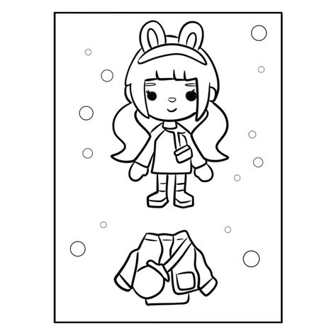 Раскраска Тока Бока девочка с хвостиками распечатать раскраски для детей