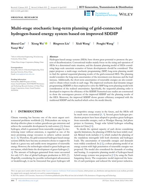 Pdf Multi‐stage Stochastic Long‐term Planning Of Grid‐connected Hydrogen‐based Energy System