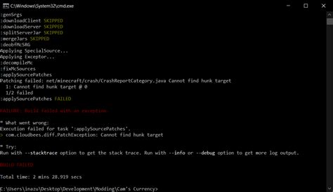 Build Failed Cannot Find Hunk Target Issue Minecraftforge Forgegradle Github