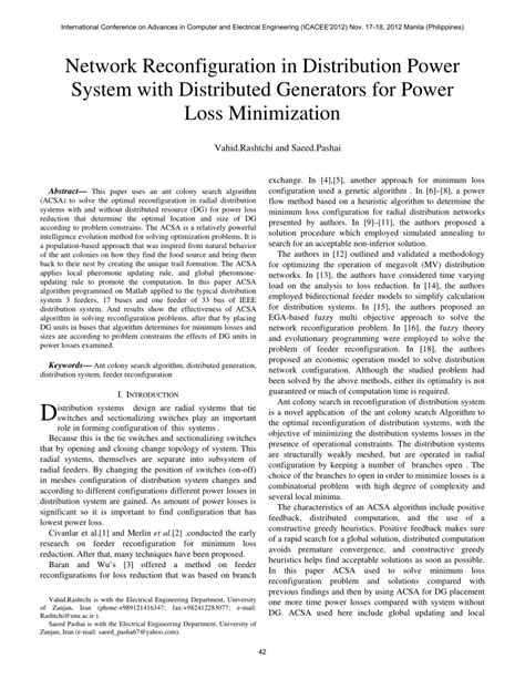Pdf Network Reconfiguration In Distribution Power System With Distributed Generators For Power