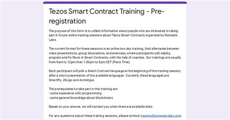 Wrap Up The Month With A Tezos Smart Contracts Training Session Rtezos