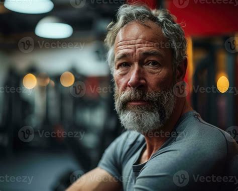 Ai Generated A Strong Grandpa With A Beard In The Gym Active Seniors
