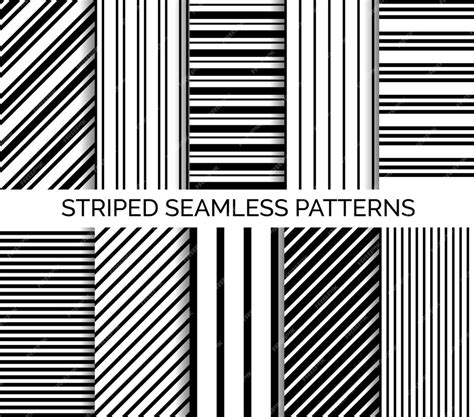 Premium Vector Set Of Striped Vector Seamless Pattern Vector Black And White Backgrounds