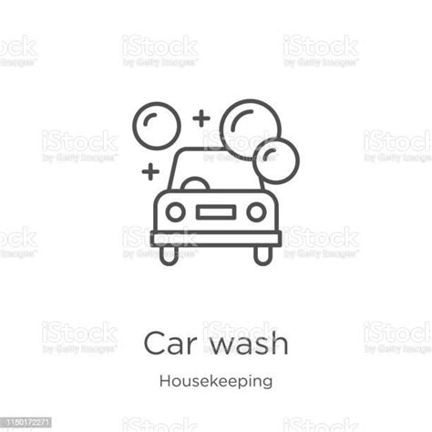하우스키핑 컬렉션에서 세차 아이콘 벡터입니다 얇은 선 세차 개요 아이콘 벡터 일러스트 레이 션입니다 웹 사이트 디자인 및 모바일