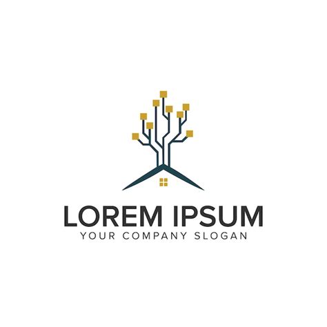 회로 기술 하우스 로고 프리미엄 벡터