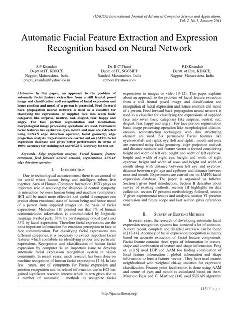 Pdf Automatic Facial Feature Extraction And Expression Recognition Based On Neural Network