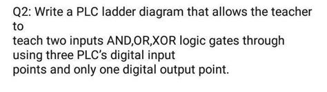 Solved Q Write A PLC Ladder Diagram That Allows The Chegg Com