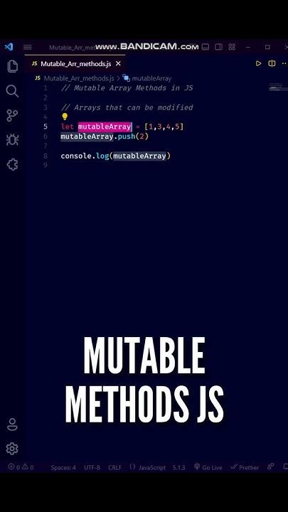 😋😋 Mutable Methods In Javascript Mutable Array Methods Shorts