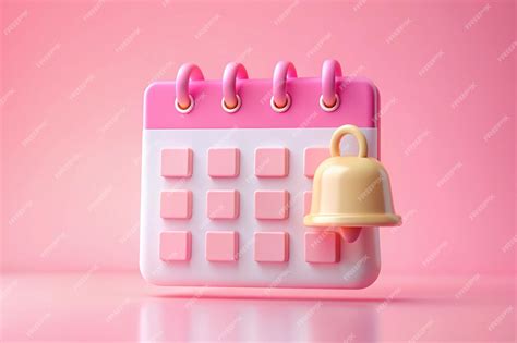 3d Reminder In Calendar On Pink Background Notifications Push With Floating Elements 3d Alert