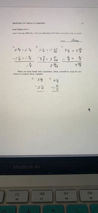 Identifying Error Patterns In Computation 51 Error
