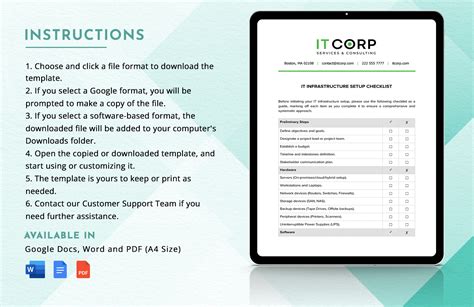 IT Infrastructure Setup Checklist Template In Word PDF Google Docs Download Template Net