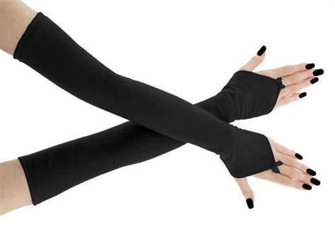 Arm Gloves Aesthetic Long Fingerless Gloves Aesthetic Black
