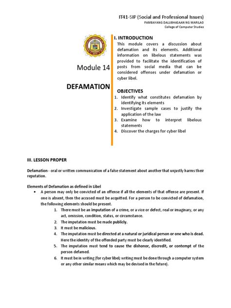 sip module 14 pdf defamation criminal law