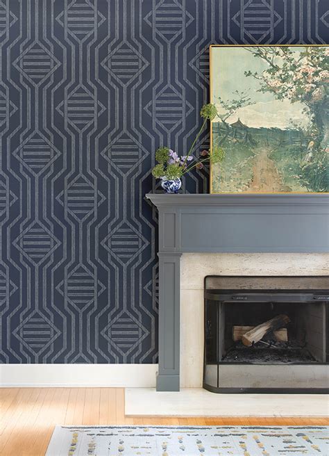 4147 27402 Essex Navy Geometric Wallpaper By A Street Prints