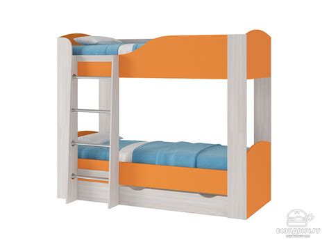 Кровать двухъярусная с ящиком Color Лаворо Ясень шимо светлый Оранж D L2 L Купить Кровати 2
