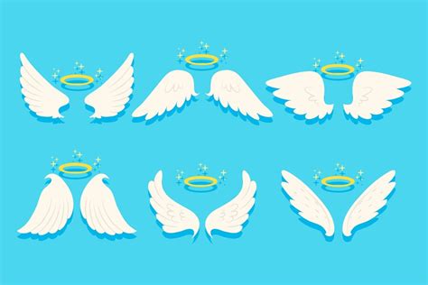 손으로 그린 천사 후광 요소 컬렉션 무료 벡터