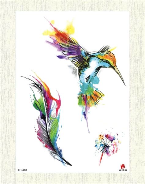 Colorful Tribal Hummingbird Tattoo