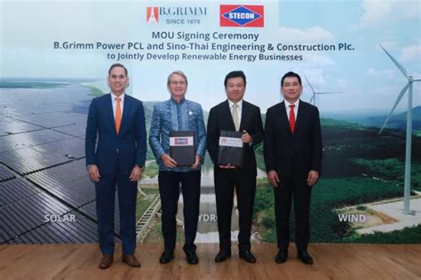 บี กริม เพาเวอร์ Mou ซิโน ไทย เอ็นจีเนียริ่ง แอนด์ คอนสตรัคชั่น ร่วมพัฒนาโครงการพลังงานทดแทนในไทย